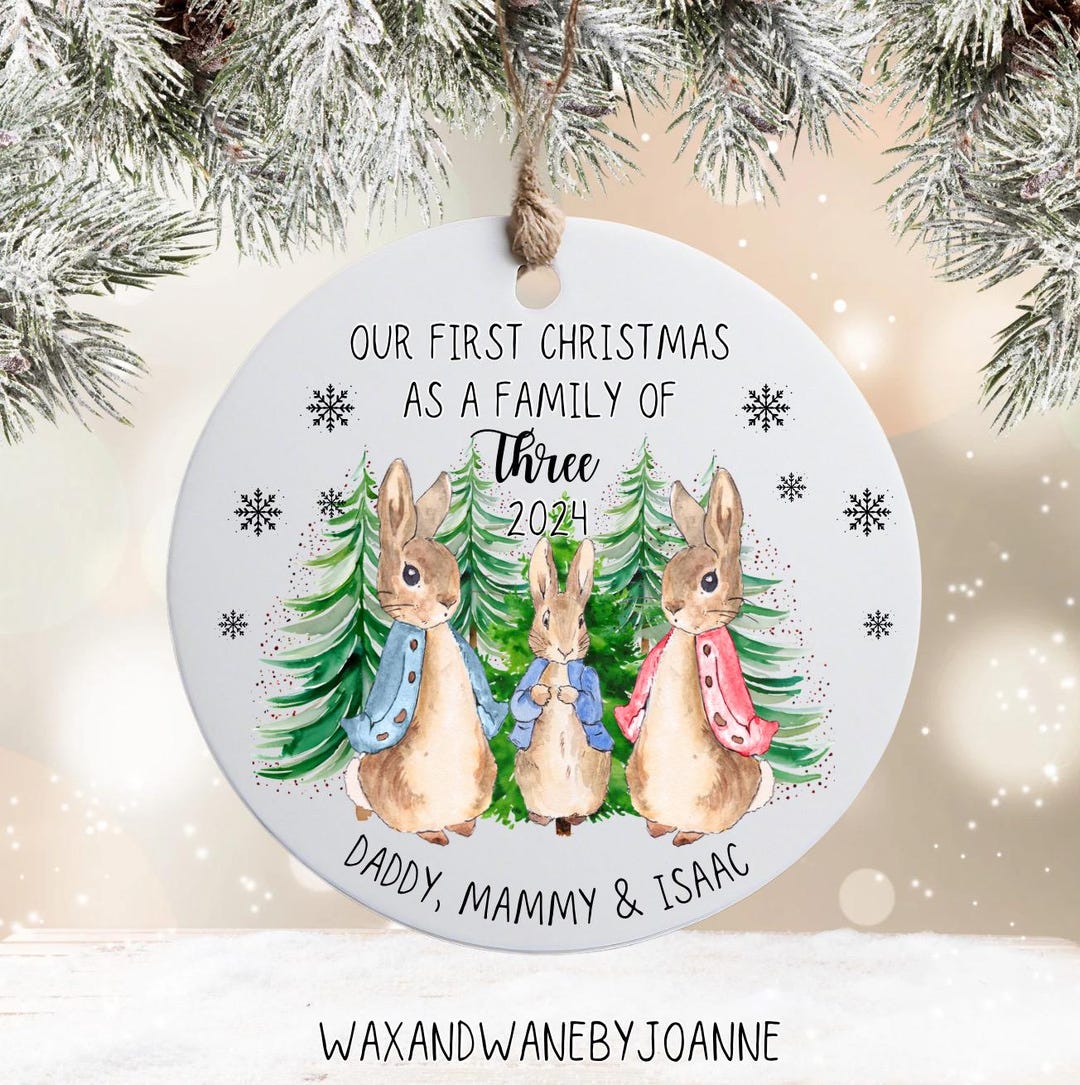 First Christmas as A Three | Peter Rabbit Tree Decoration Ornament ...
