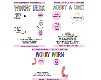 Worry Bear Card PNG, Backing Card Template for Worry Bear, Pocket Hug ...