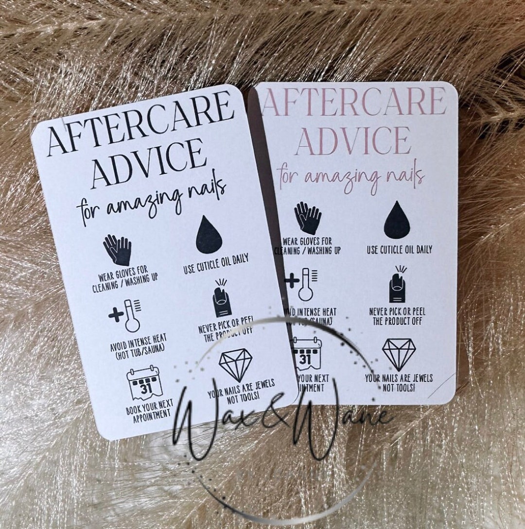 Nails Aftercare Card, Acrylic Nails Aftercare Card, Gel Nails Aftercare ...