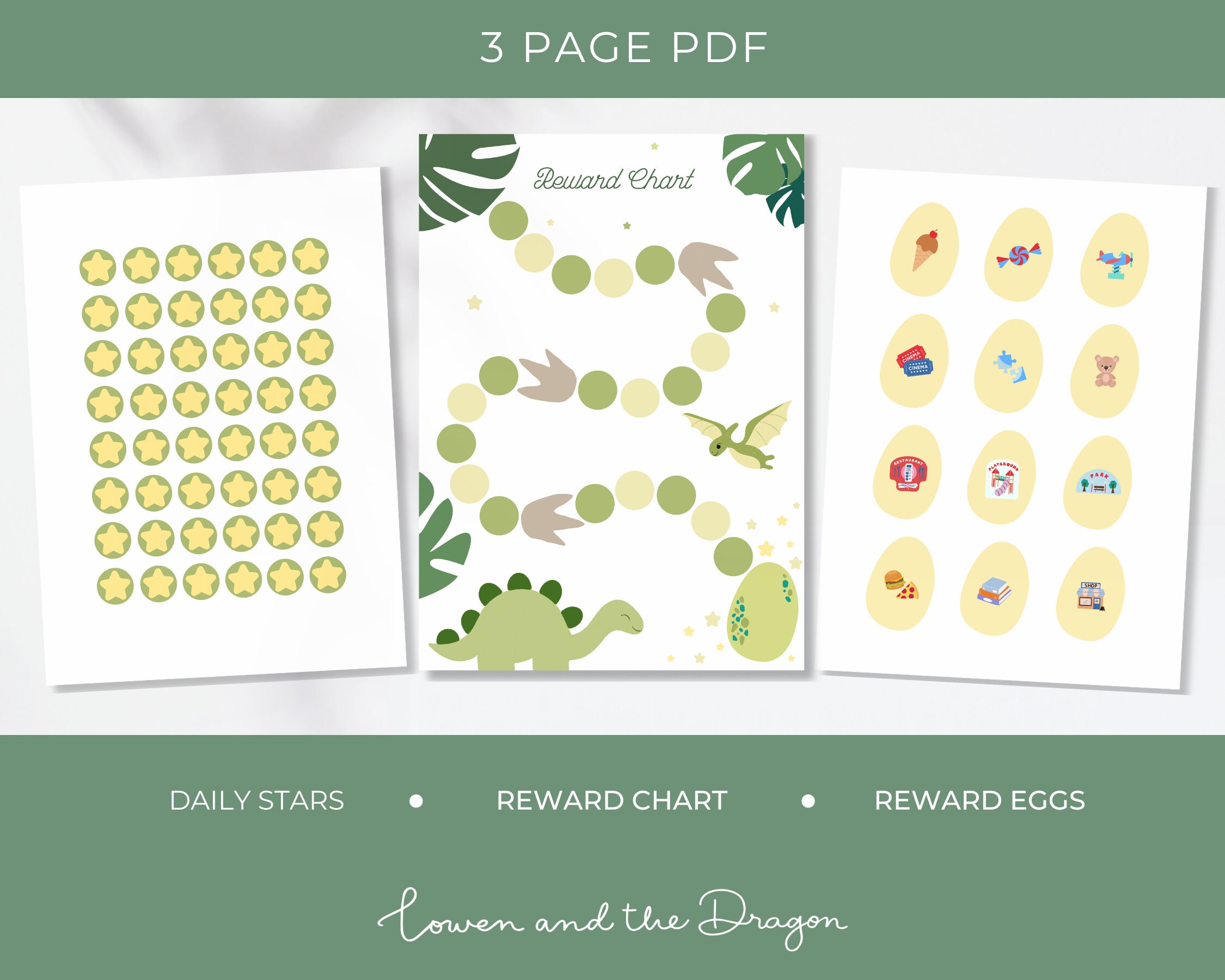 Printable Dinosaur Reward Chart, Dinosaur Kids Behavior Chart, Monthly ...