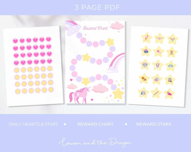 Printable Unicorn Reward Chart, Unicorn Kids Behavior Chart, Monthly ...