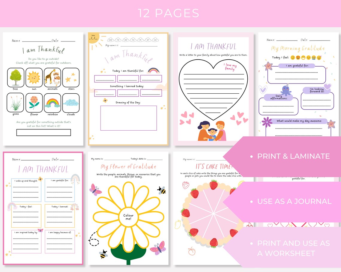Printable Kids Gratitude Journal | Gratitude Worksheets for Children ...