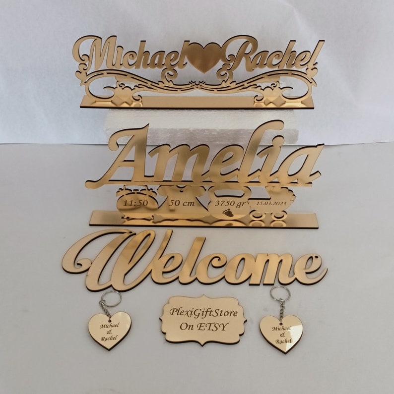 2 Desktop Nameplates 1 Door Welcome Sign 2 Key Chain - Etsy
