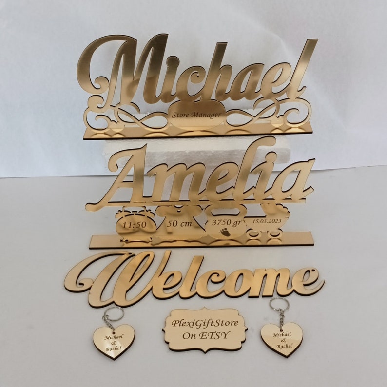 2 Desktop Nameplates 1 Door Welcome Sign 2 Key Chain - Etsy