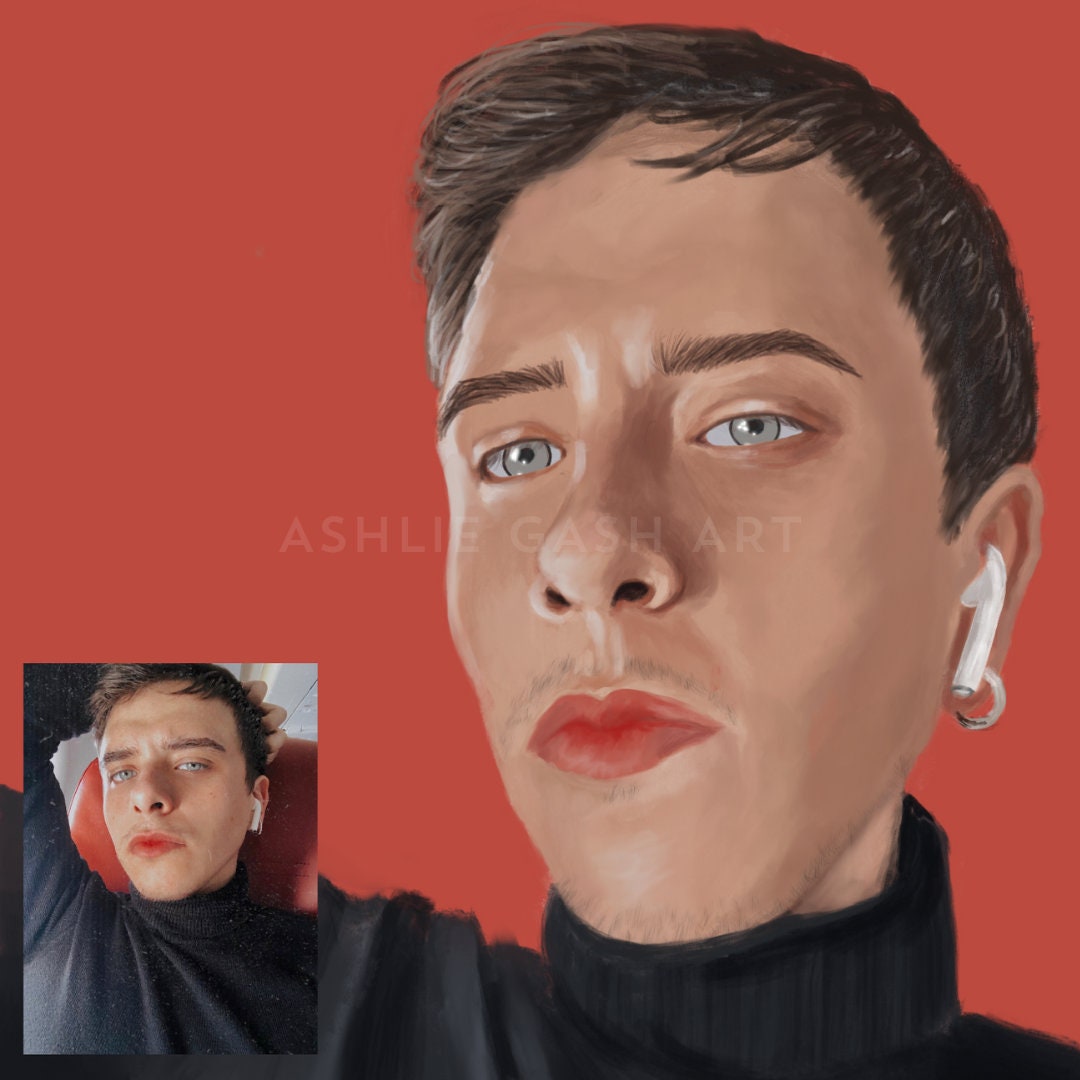 Hand Drawn Custom Digital Portrait One Person A4 Digital Download - Etsy