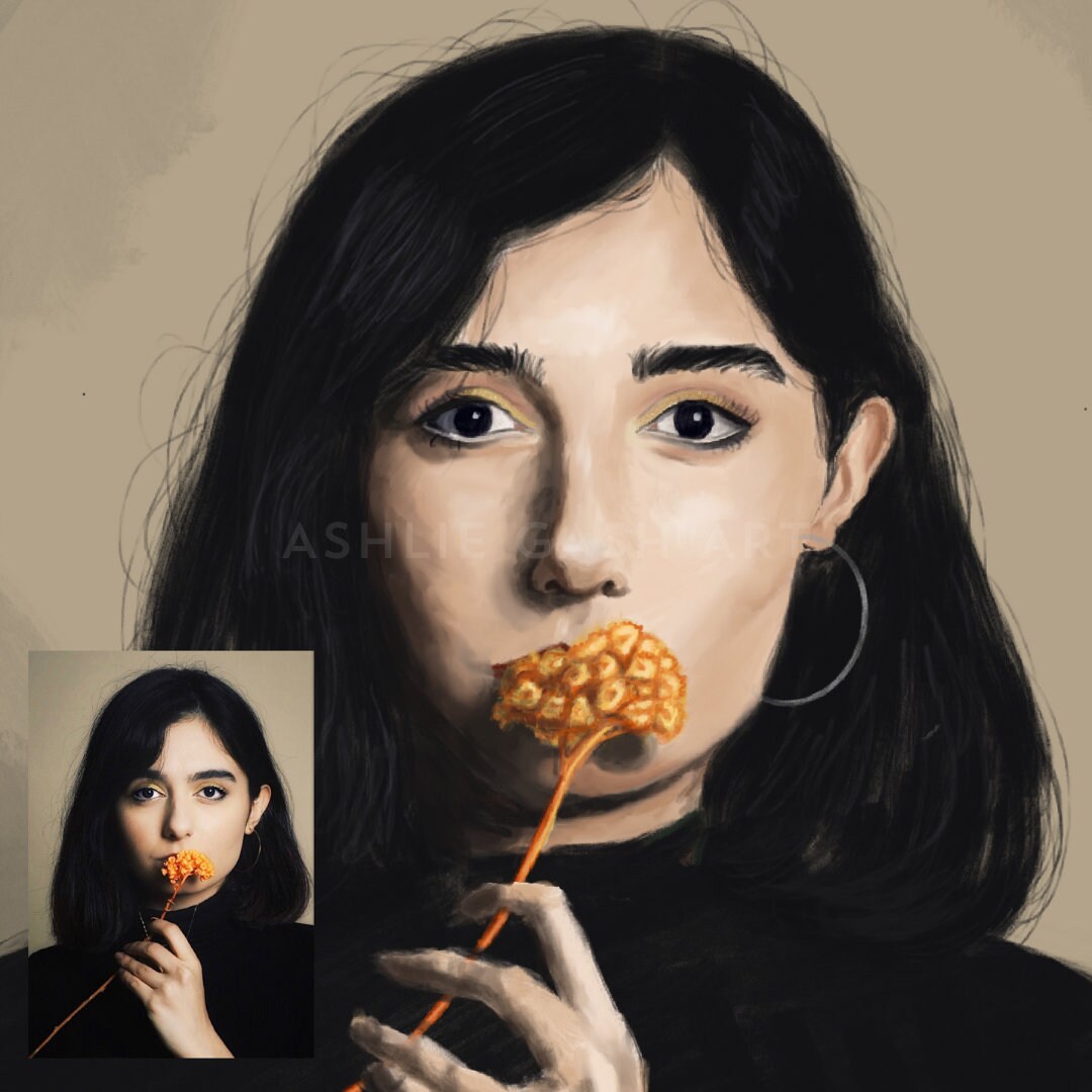 Hand Drawn Custom Digital Portrait - One Person - A4 - Digital Download ...