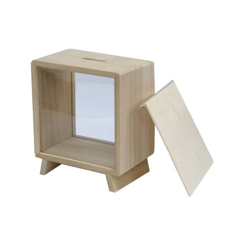 20x Wooden Square Money Box Coin Savings Tin Paint or Create Piggy ...