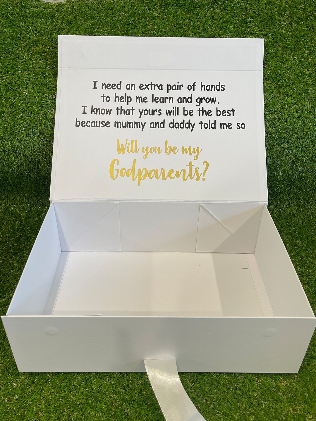 Personalised Godparents Godmother Godfather Proposal Large White Ribbon ...