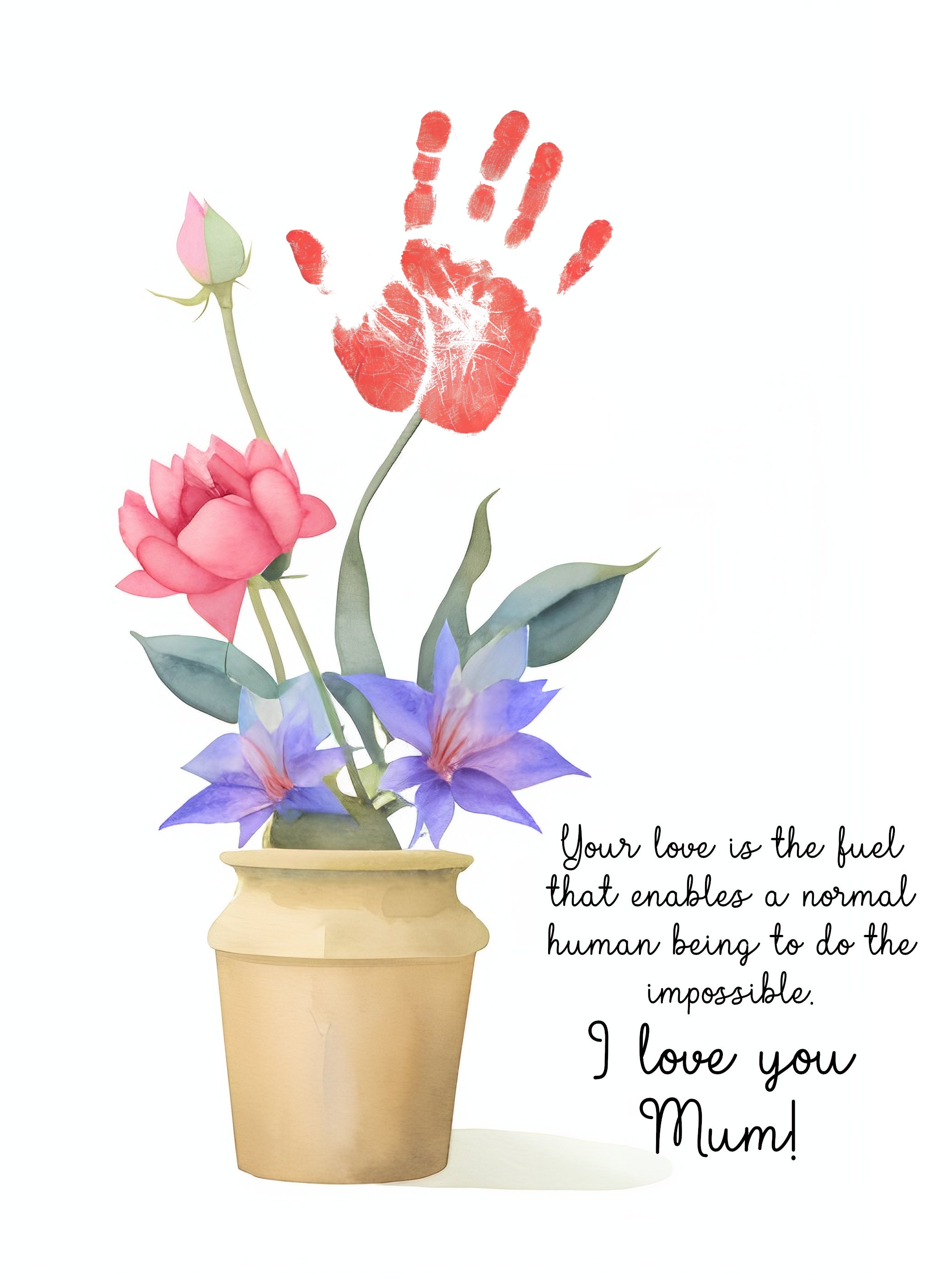 Mothers Day Flower Handprint Art Bundle Mom Craft Gift From Baby, Kids ...