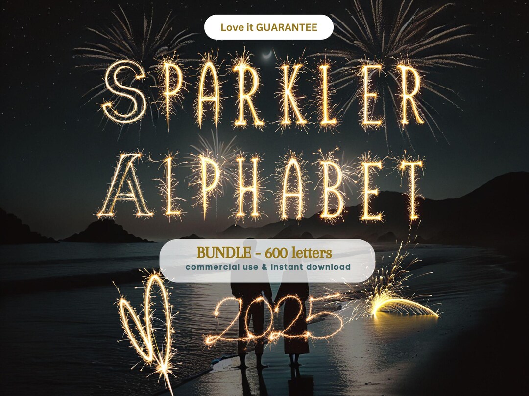 Sparkler Alphabet Font and Sparkler Effects Overlay, Firework, Wedding ...