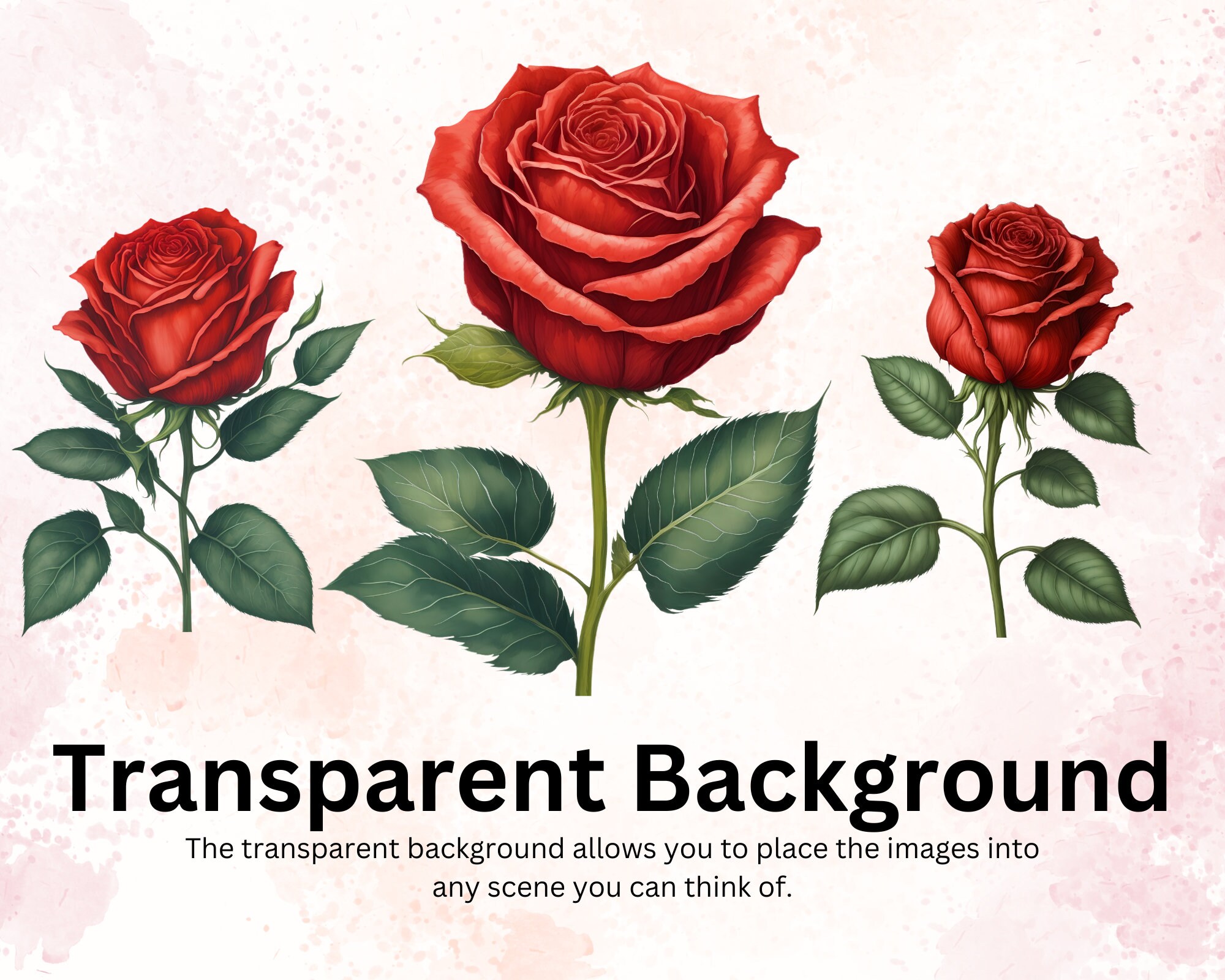 Red Rose With Vines Transparent Background Png Bundle 11 Premium Images ...