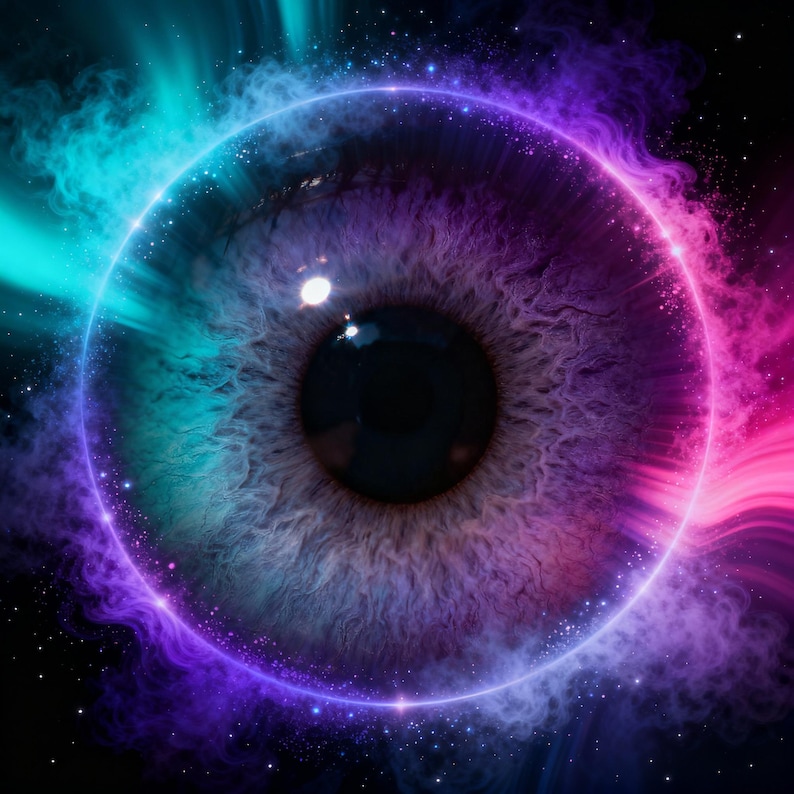 Neon Iris PNG Overlays: Space Theme Eye Photo Frames (digital Download ...