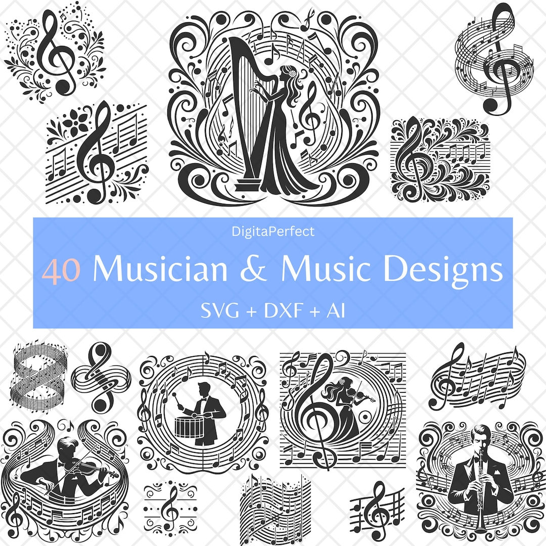 Notas musicales SVG Bundle Orchestra SVG Músico SVG Treble Clef, Notas ...