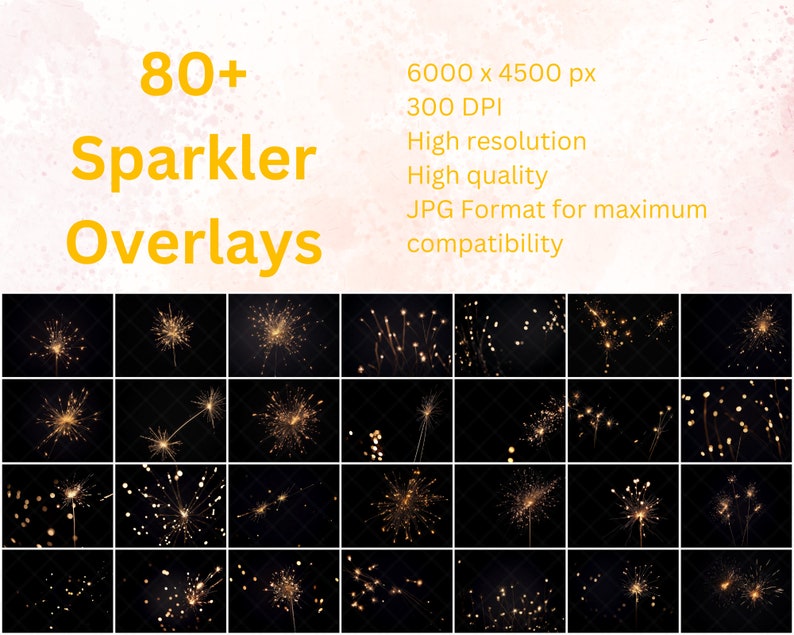 Sparkler Overlays for Photoshop, Bokeh Lights Overlay, Lightroom, Graduation Wedding Exit ...