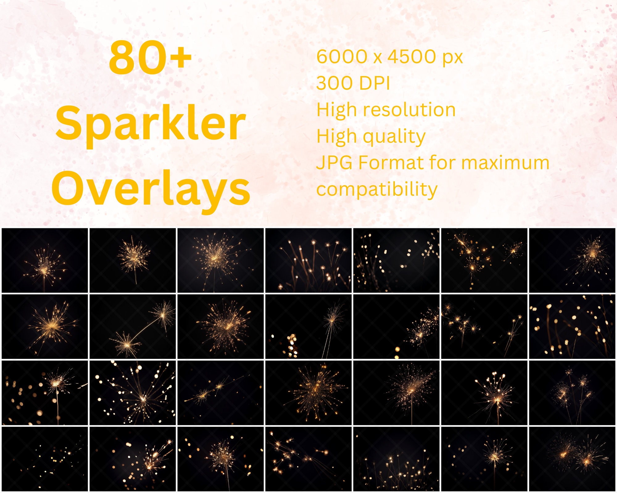 Sparkler Overlays for Photoshop, Bokeh Lights Overlay, Lightroom ...