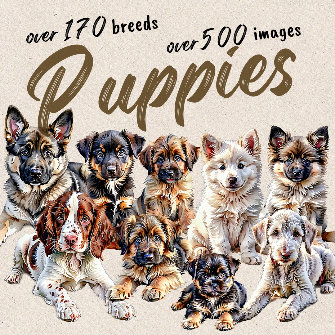 500 Watercolor Puppies Clipart, Dog PNG Bundle, Dog Clipart, Watercolor ...
