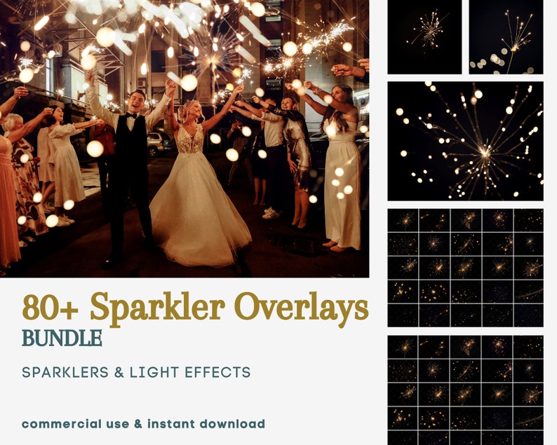 Sparkler Overlays for Photoshop, Bokeh Lights Overlay, Lightroom ...