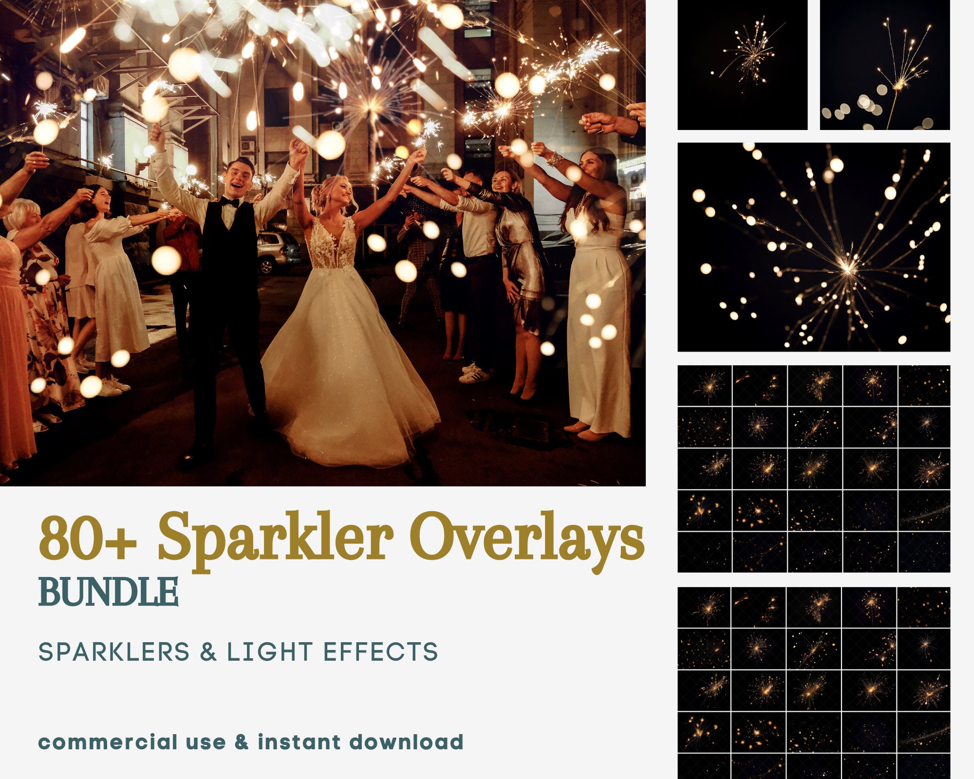 Sparkler Overlays for Photoshop, Bokeh Lights Overlay, Lightroom ...