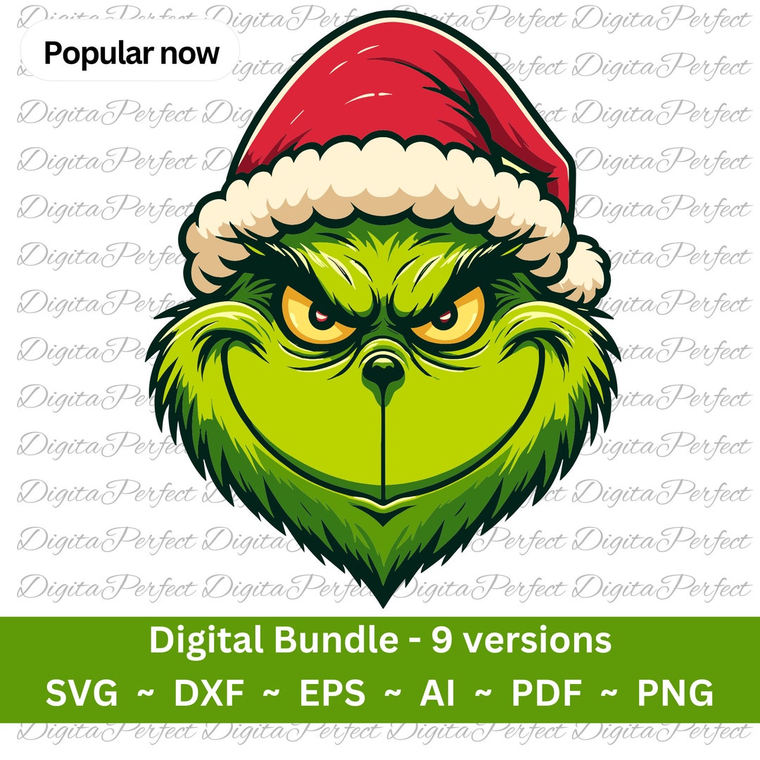 Grinch Face Svg, Christmas Svg Png, Clipart, Cricut Digital Vector Cut ...