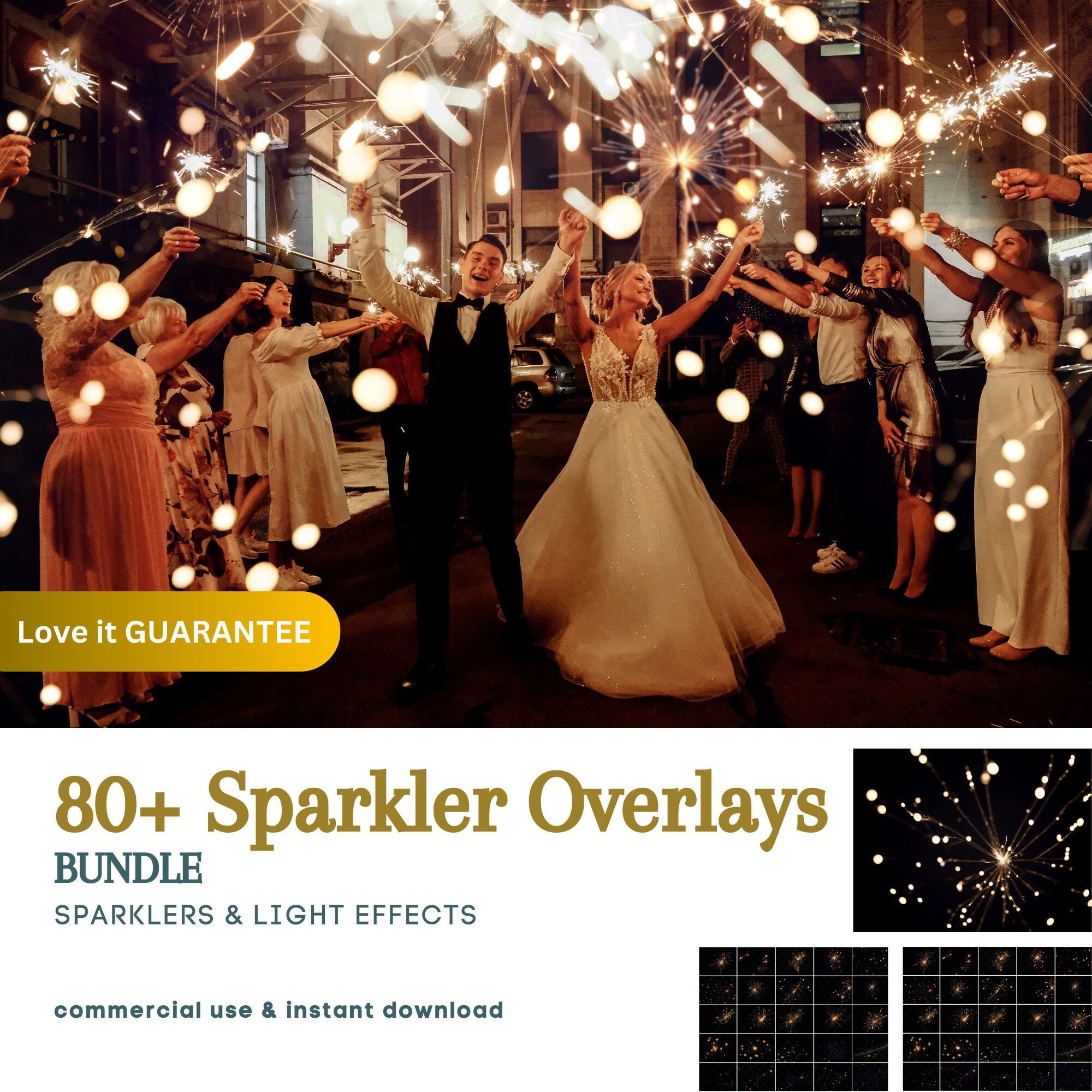 Sparkler Overlays for Photoshop, Bokeh Lights Overlay, Lightroom, Graduation Wedding Exit ...