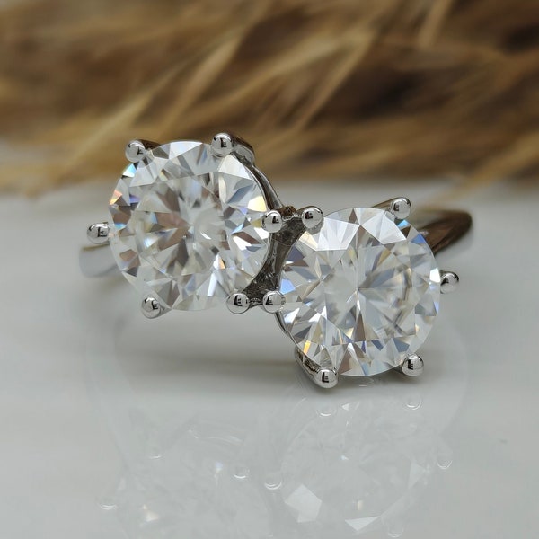 Two Stone Engagement Ring - Etsy