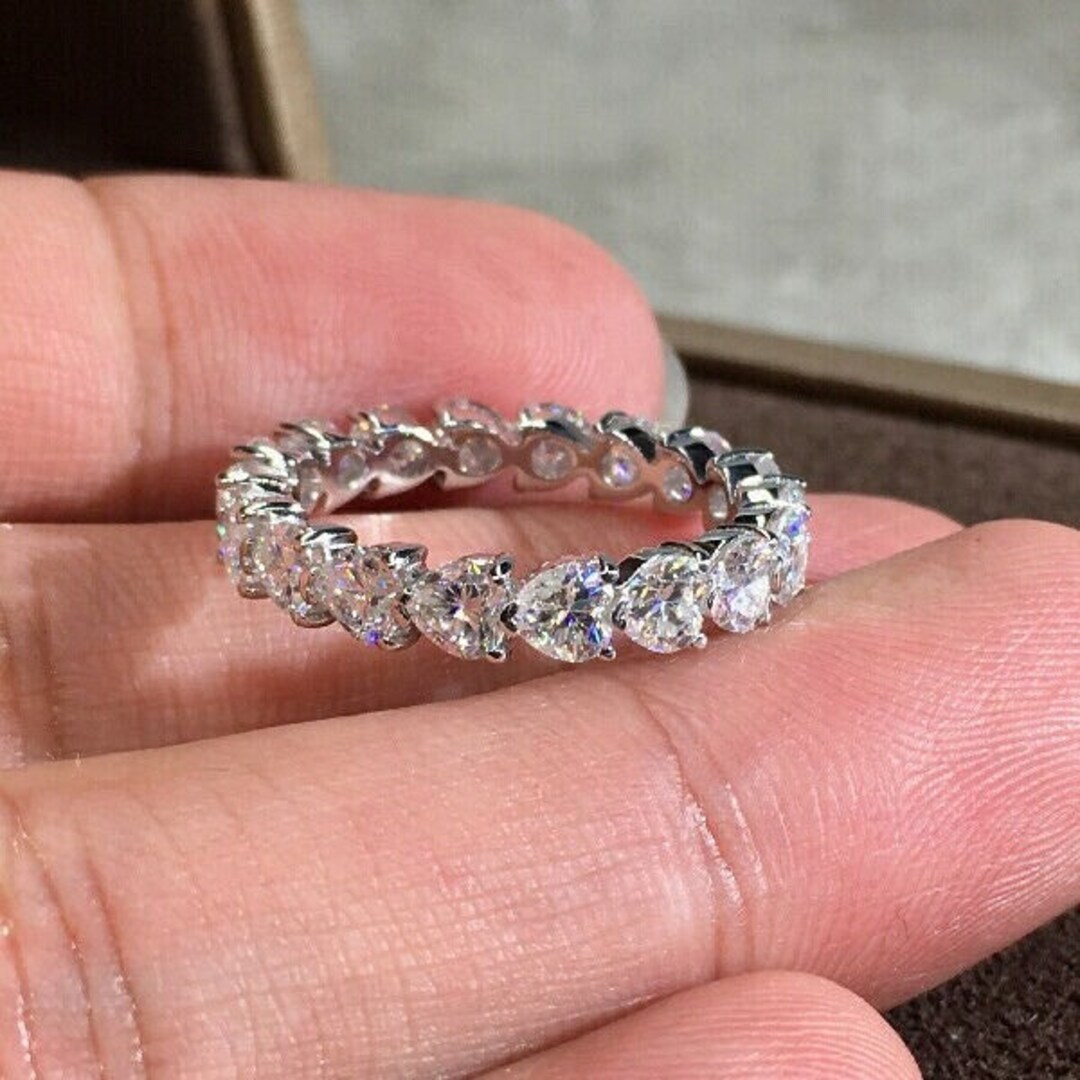 Fancy 2.80 Ct Heart Shape White Lab Diamond Eternity Wedding Band-women ...