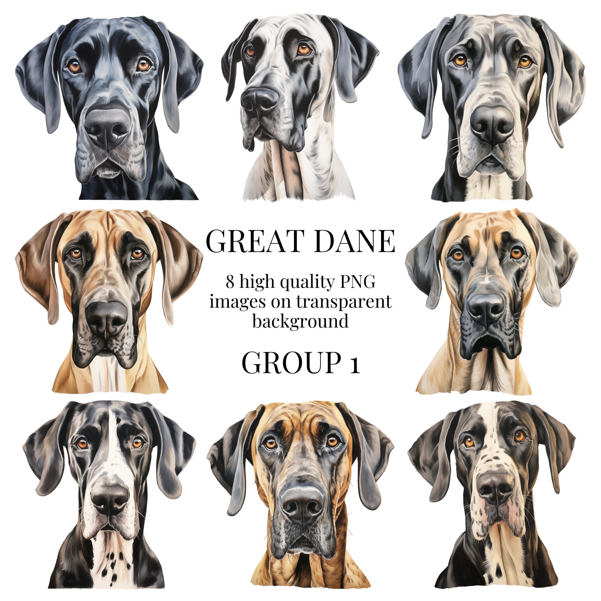 Great Dane Clipart | High-quality Transparent PNG | Watercolor ...