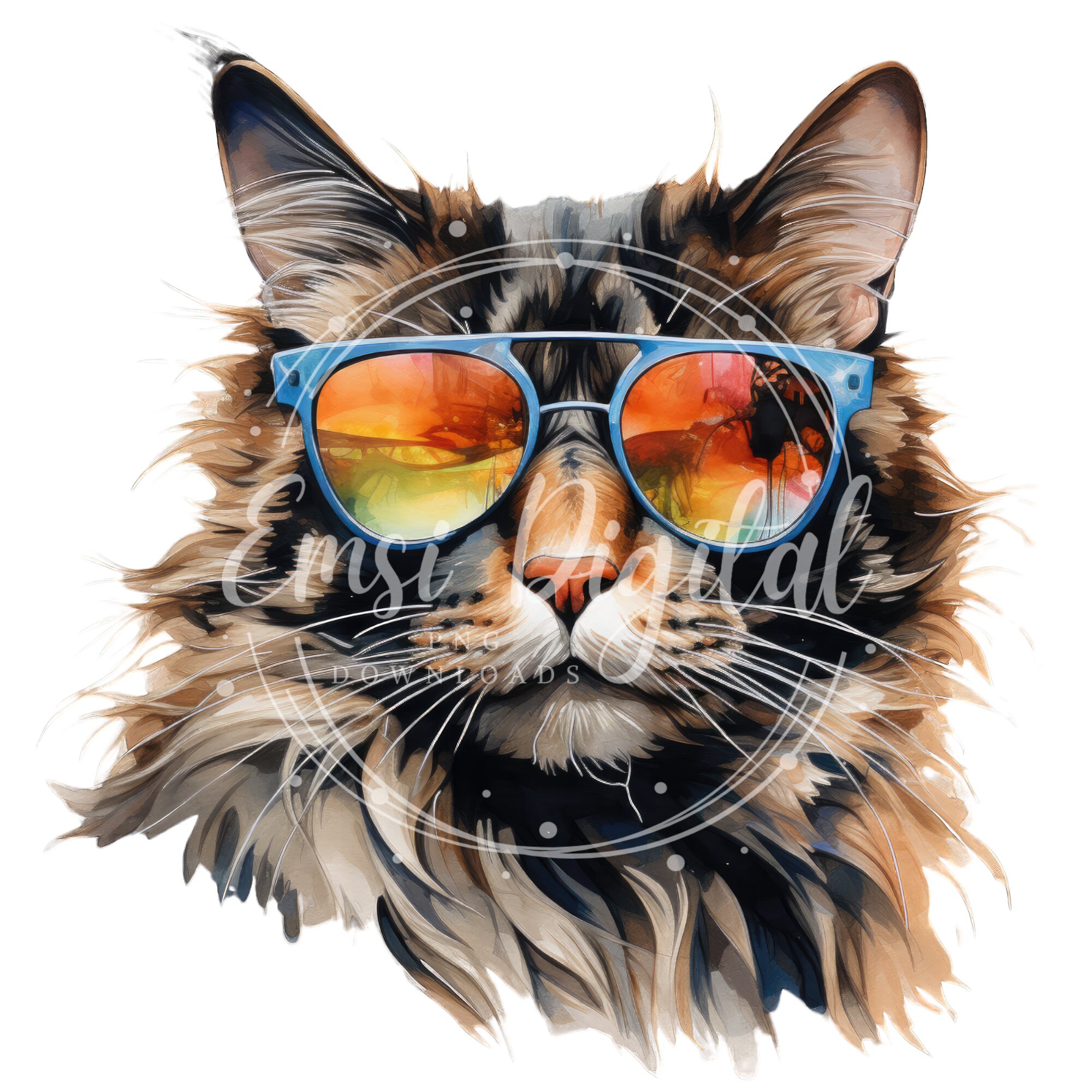 Cool Cats Clipart Transparent PNG High-quality Watercolor - Etsy