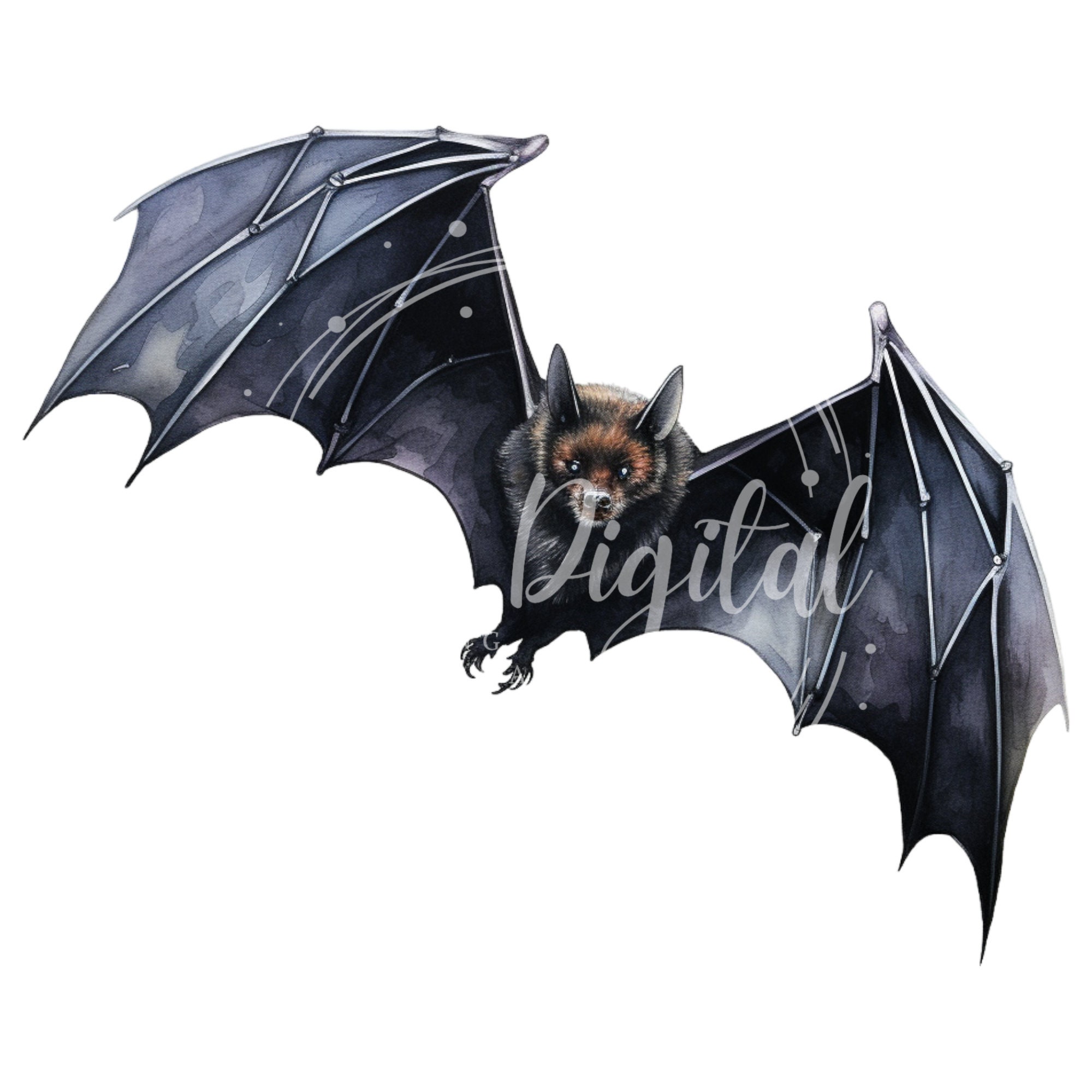Bat Clipart High-quality Transparent PNG Watercolor Art - Etsy