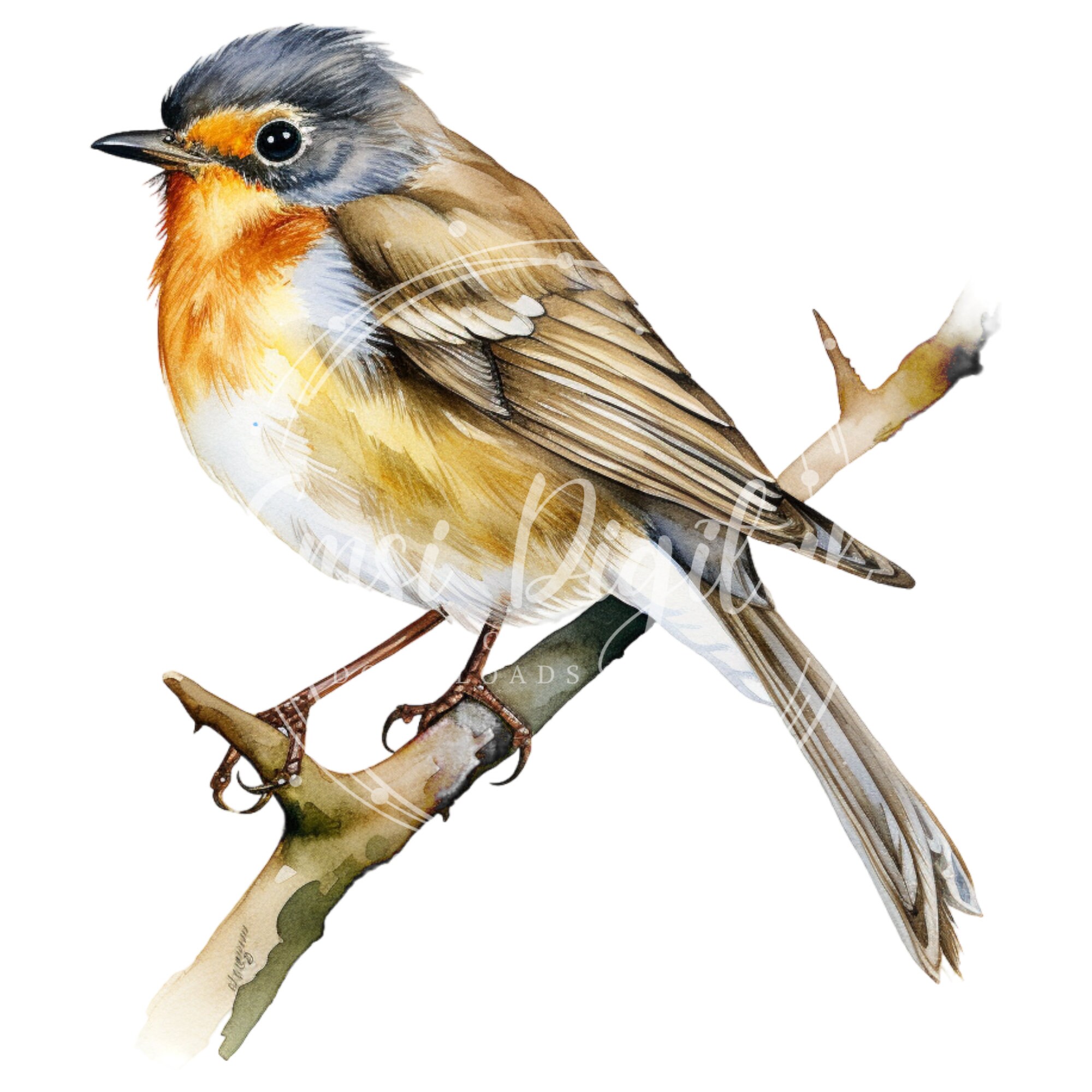 Robin Clipart High-quality Transparent PNG Watercolor Bird - Etsy