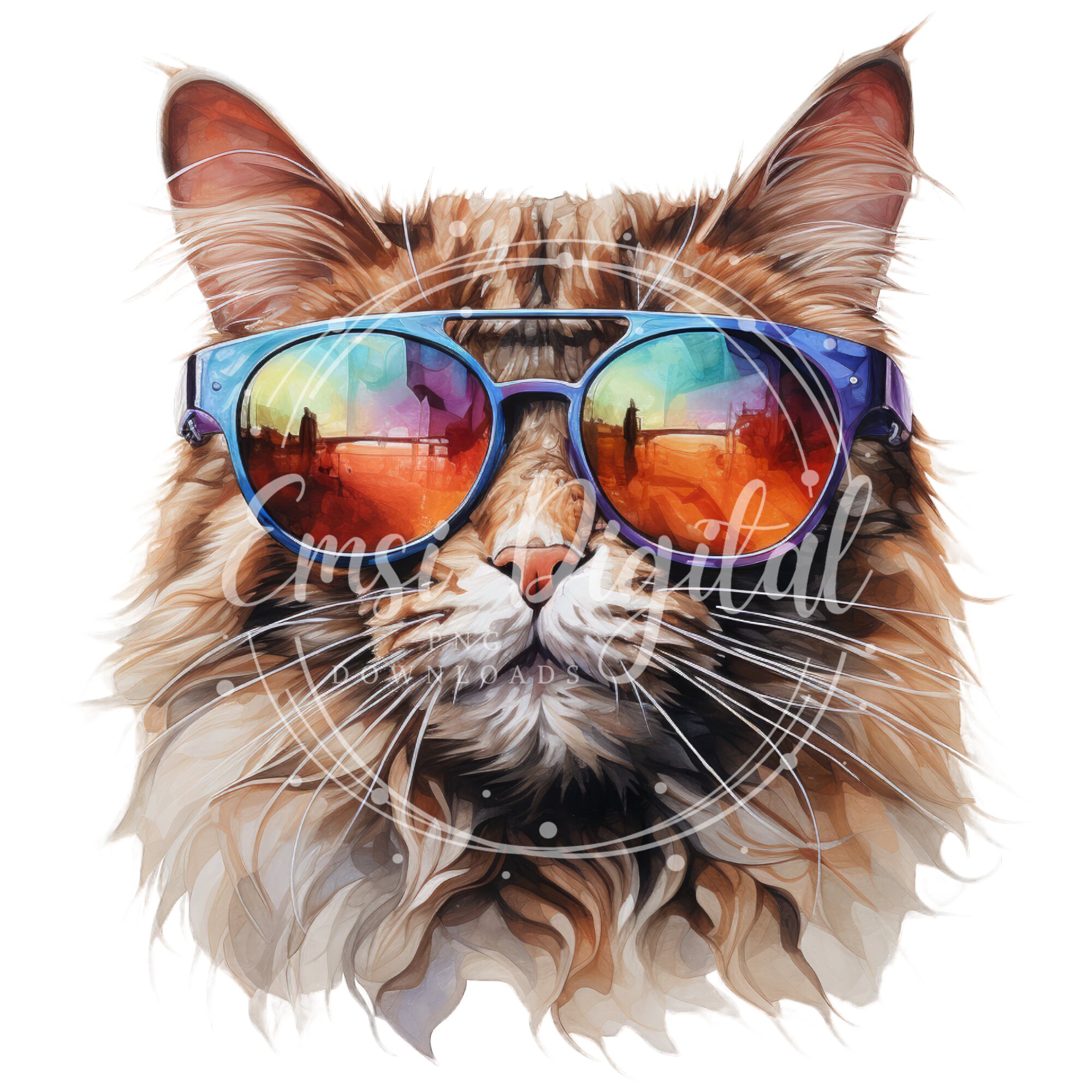 Cool Cats Clipart Transparent PNG High-quality Watercolor - Etsy