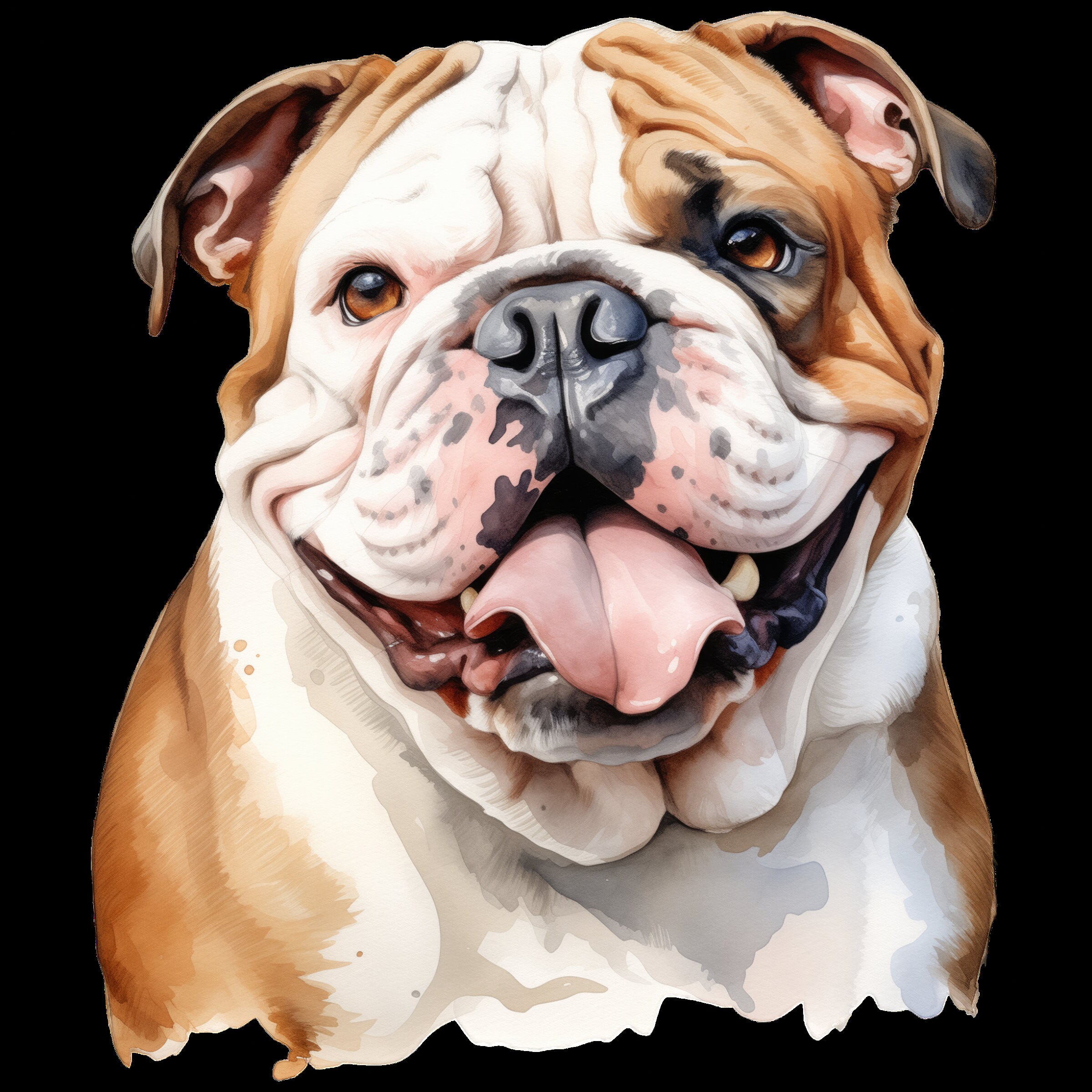 British Bulldog Clipart | High-quality Transparent PNG | Watercolor ...