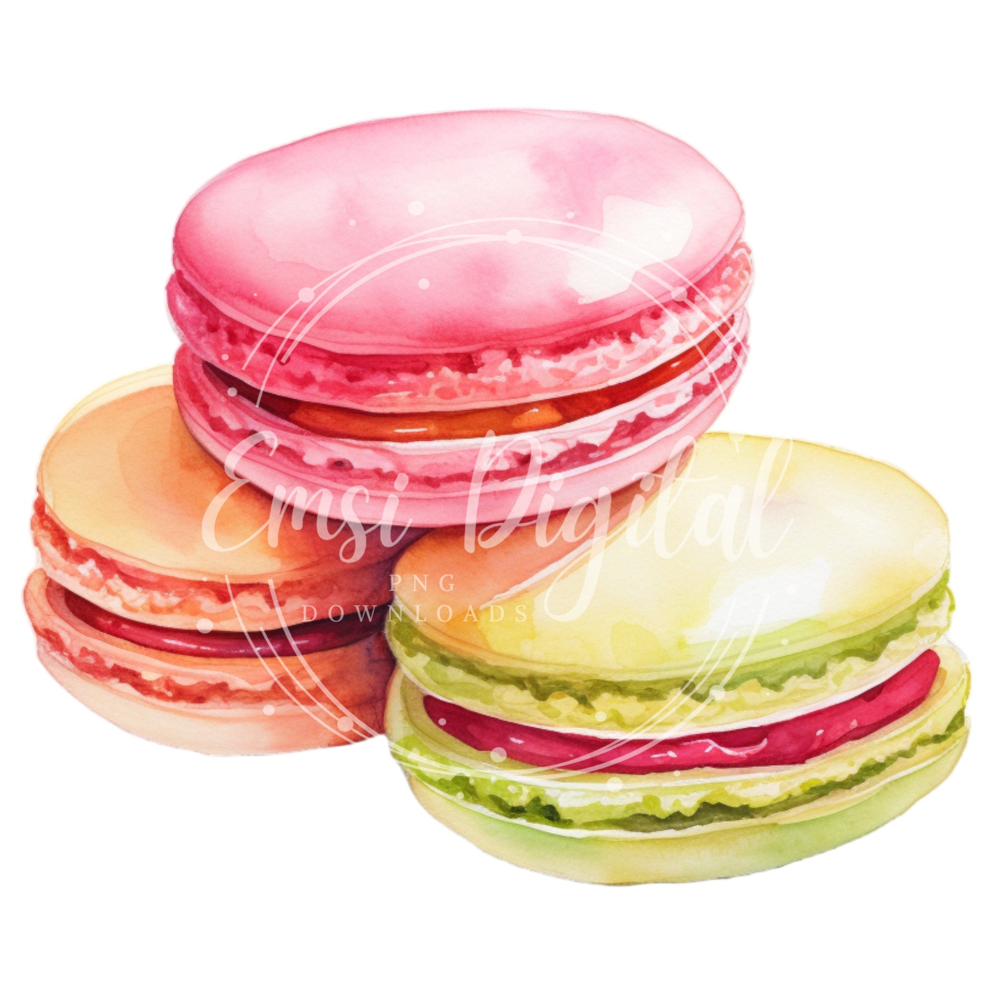 Macaron Clipart Transparent PNG High-quality Watercolor - Etsy
