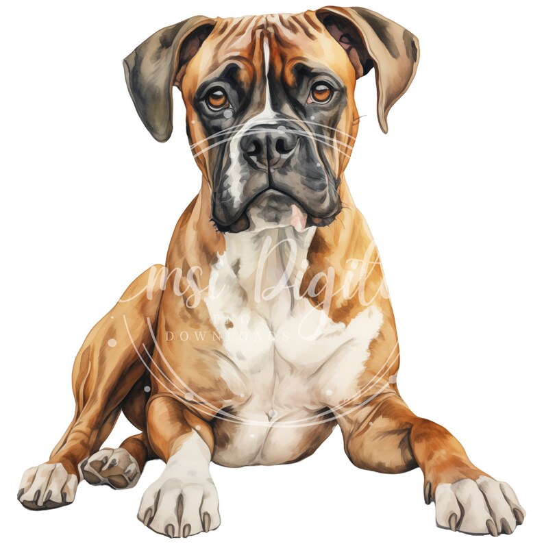 Boxer Clipart | High-quality Transparent PNG | Watercolor Dog ...