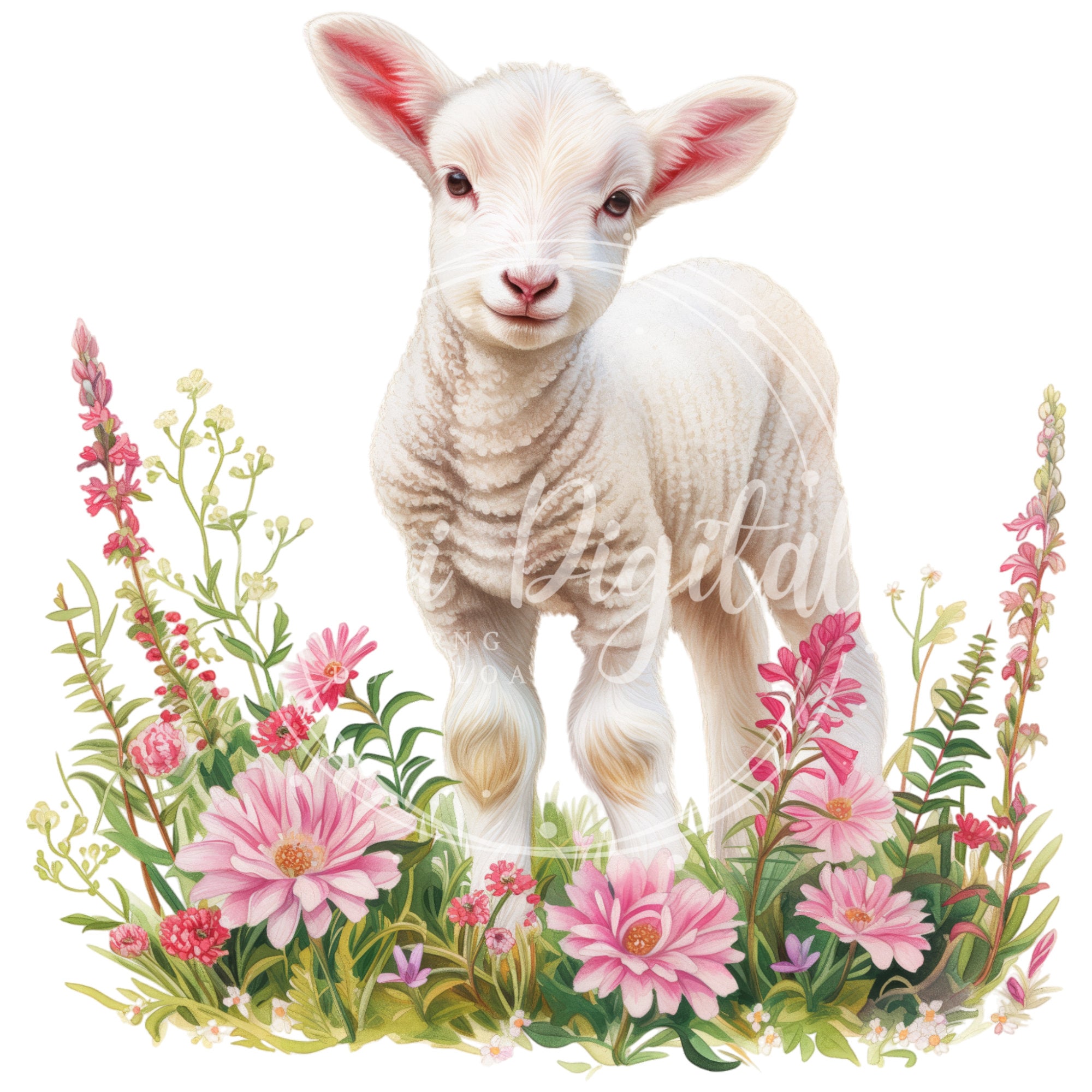 Floral Lamb Clipart High-quality Transparent PNG Watercolor Sheep ...