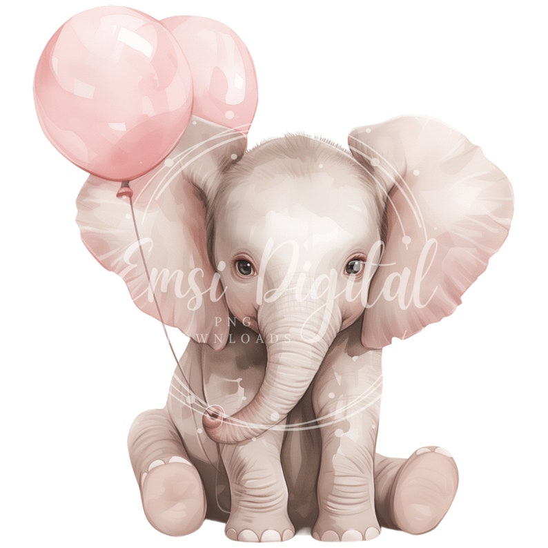 Baby Girl Elephant Clipart High-quality Transparent PNG Watercolor ...