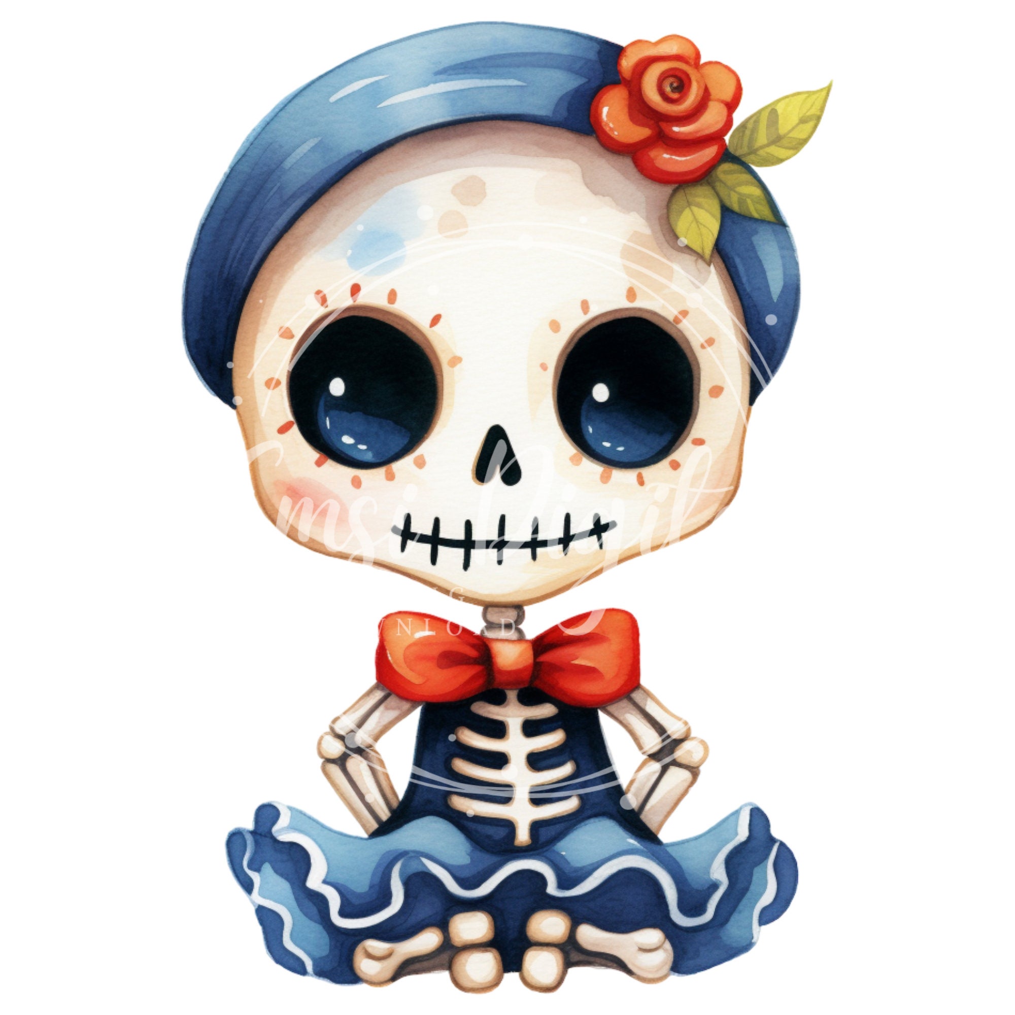 Cute Skeleton Clipart Transparent PNG High-quality - Etsy