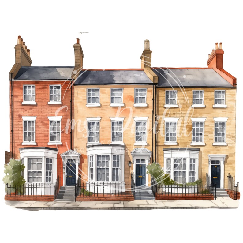 London Town House Clipart High-quality Transparent PNG Watercolor ...