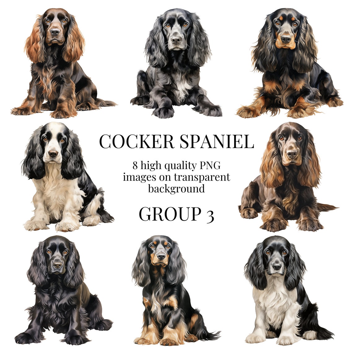Cocker Spaniel Clipart | High-quality Transparent PNG | Watercolor Dog ...