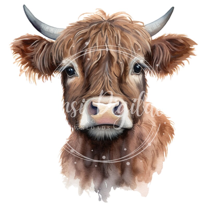 Highland Cattle Clipart | High-quality Transparent PNG | Watercolor Cow ...