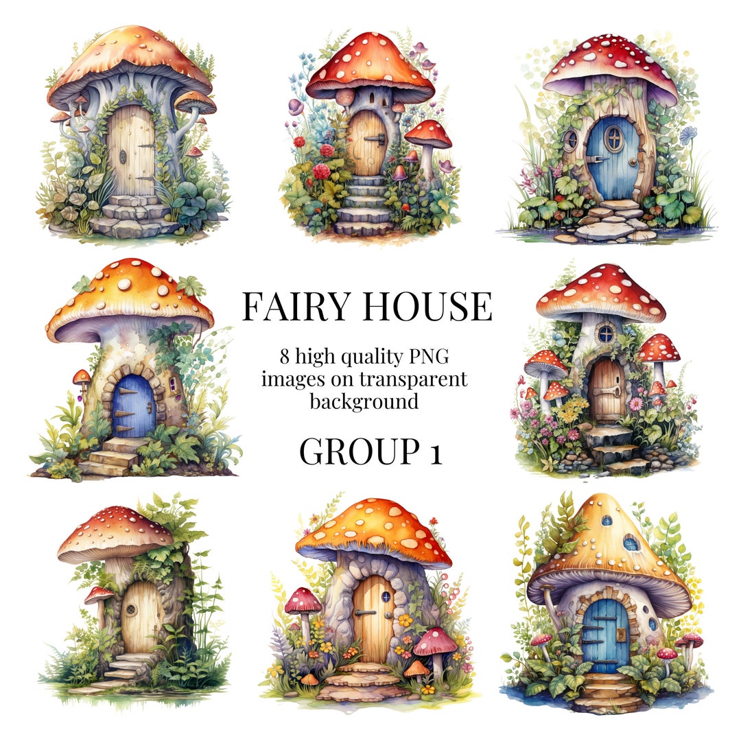 Fairy Houses Clipart | High-quality Transparent PNG | Watercolor ...