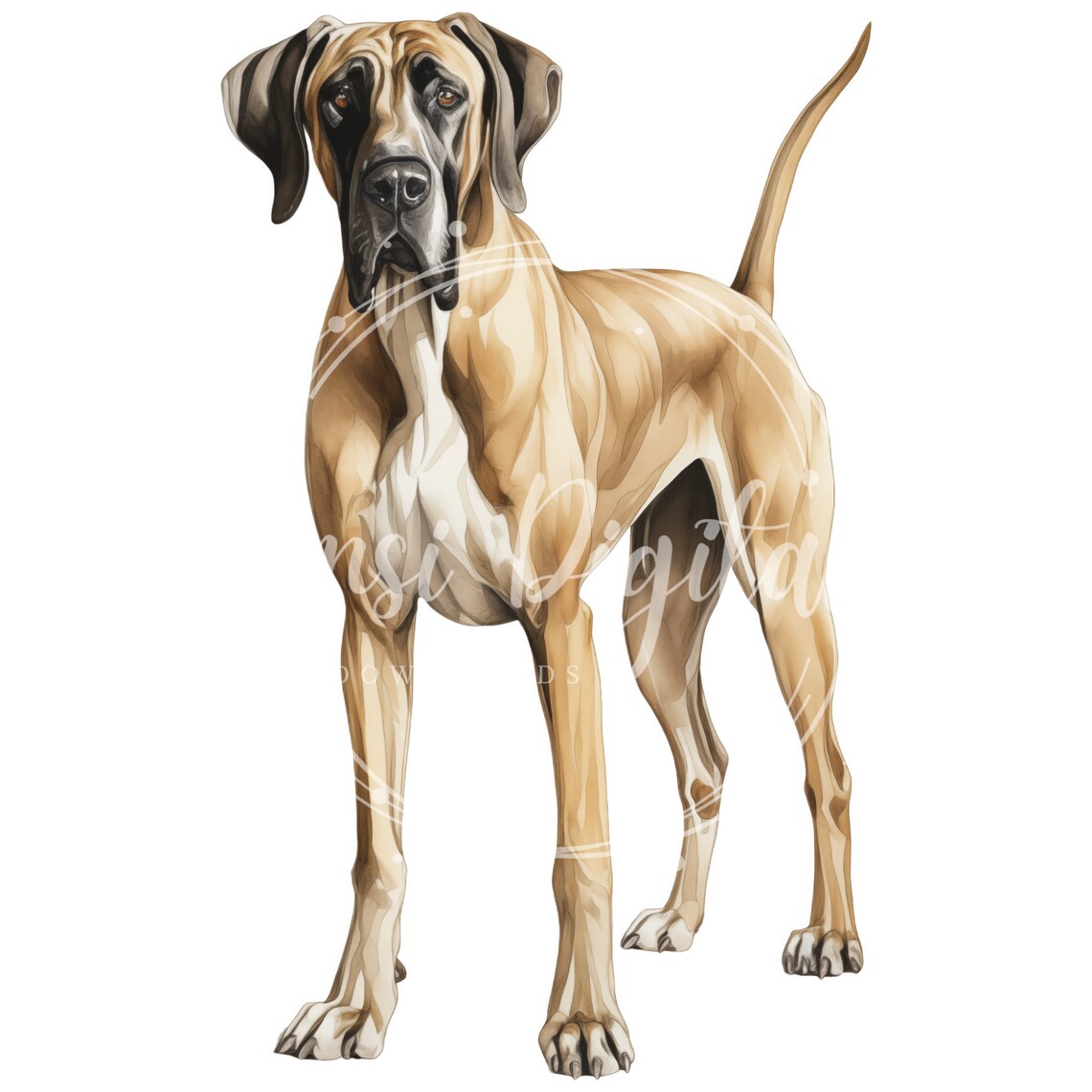 Great Dane Clipart High-quality Transparent PNG Watercolor Illustration ...