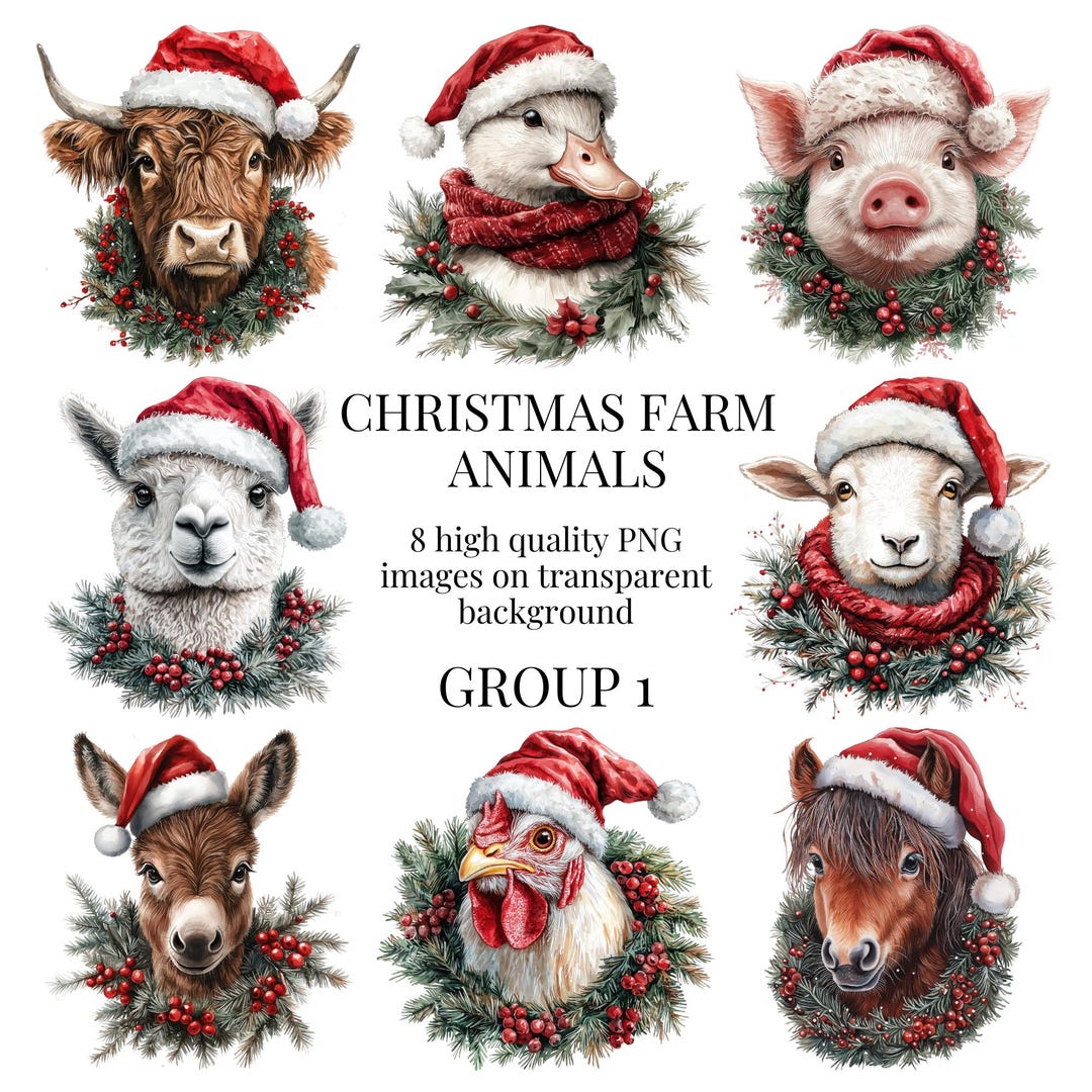 Christmas Farm Animals Clipart | High-quality Transparent PNG ...