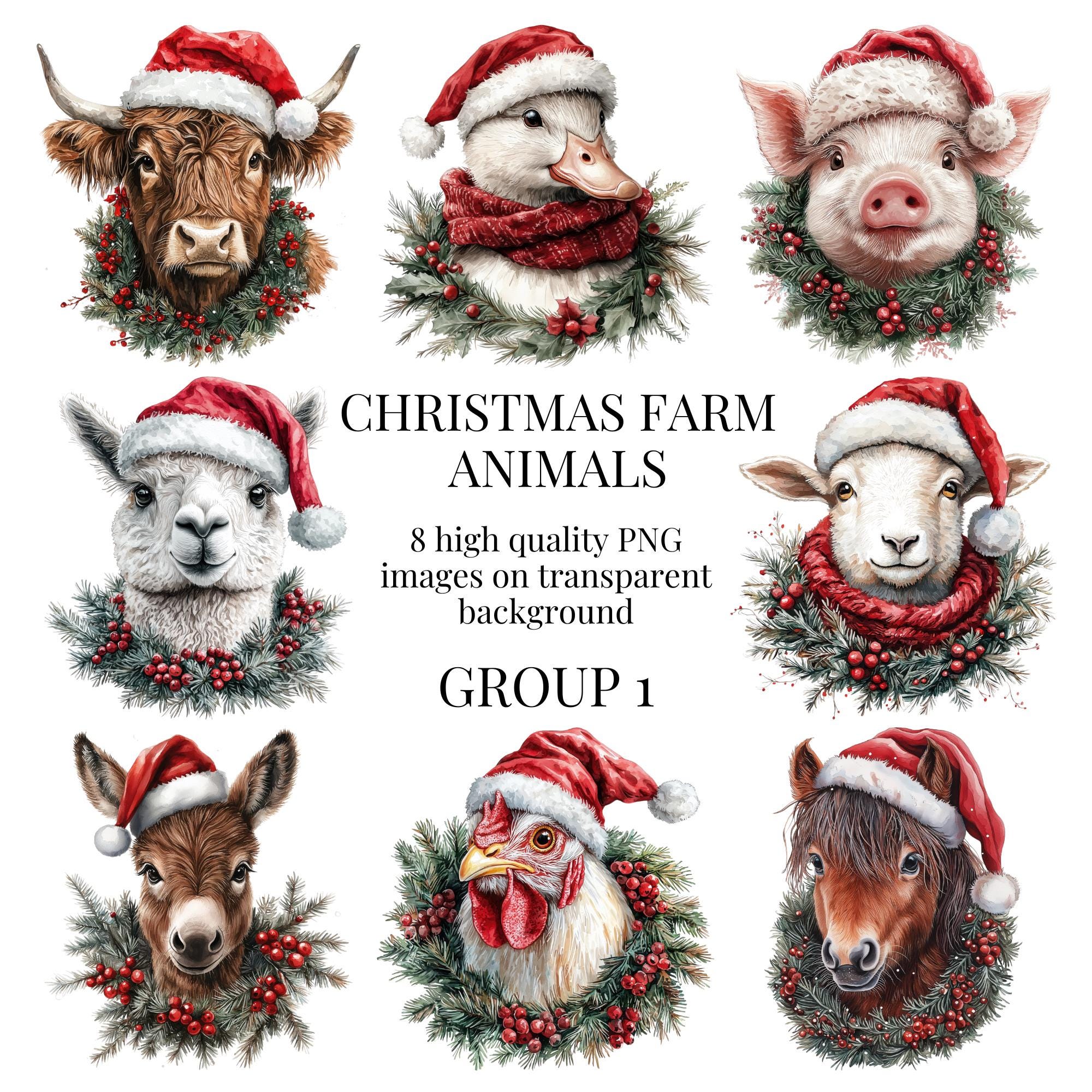 Christmas Farm Animals Clipart | High-quality Transparent PNG ...