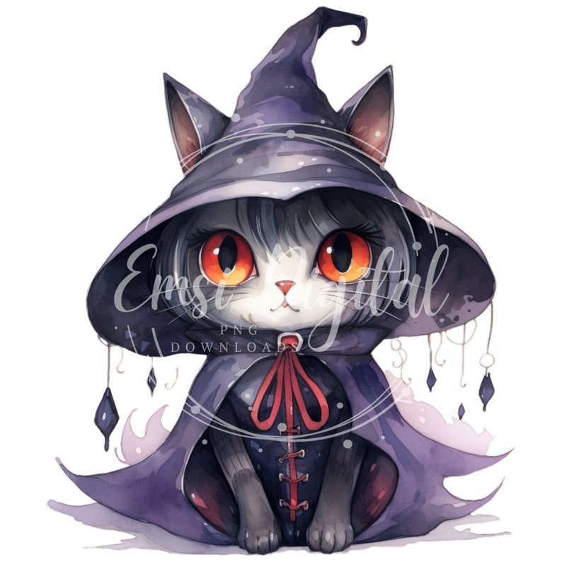 Halloween Witch Cat Clipart High-quality Transparent PNG - Etsy