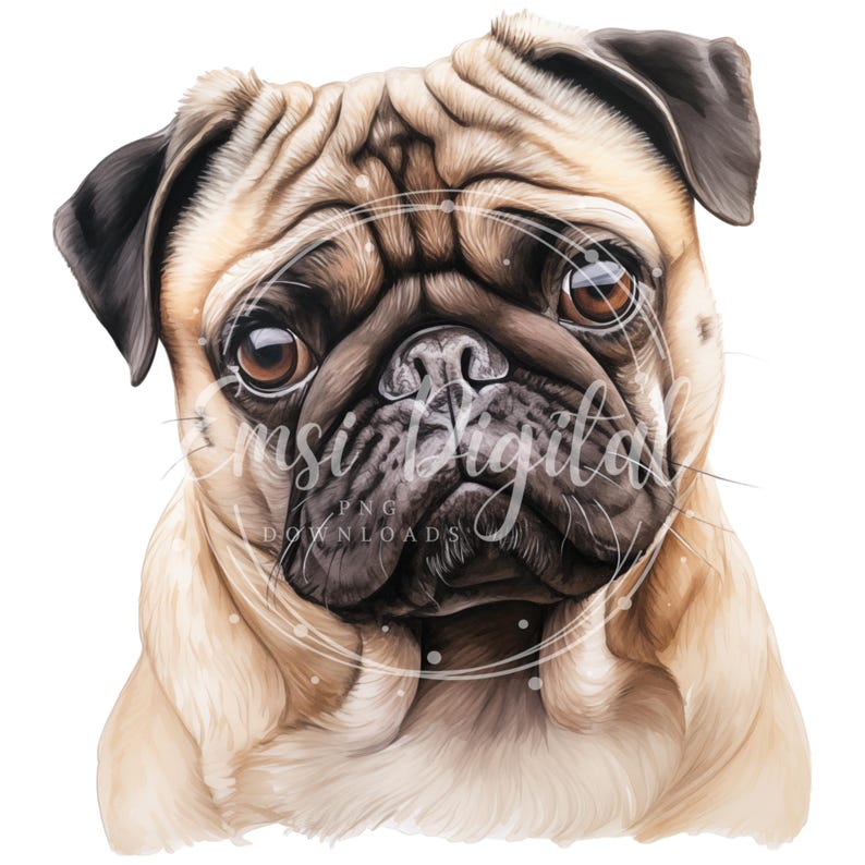 Pug Clipart | High-quality Transparent PNG | Watercolor Dog ...