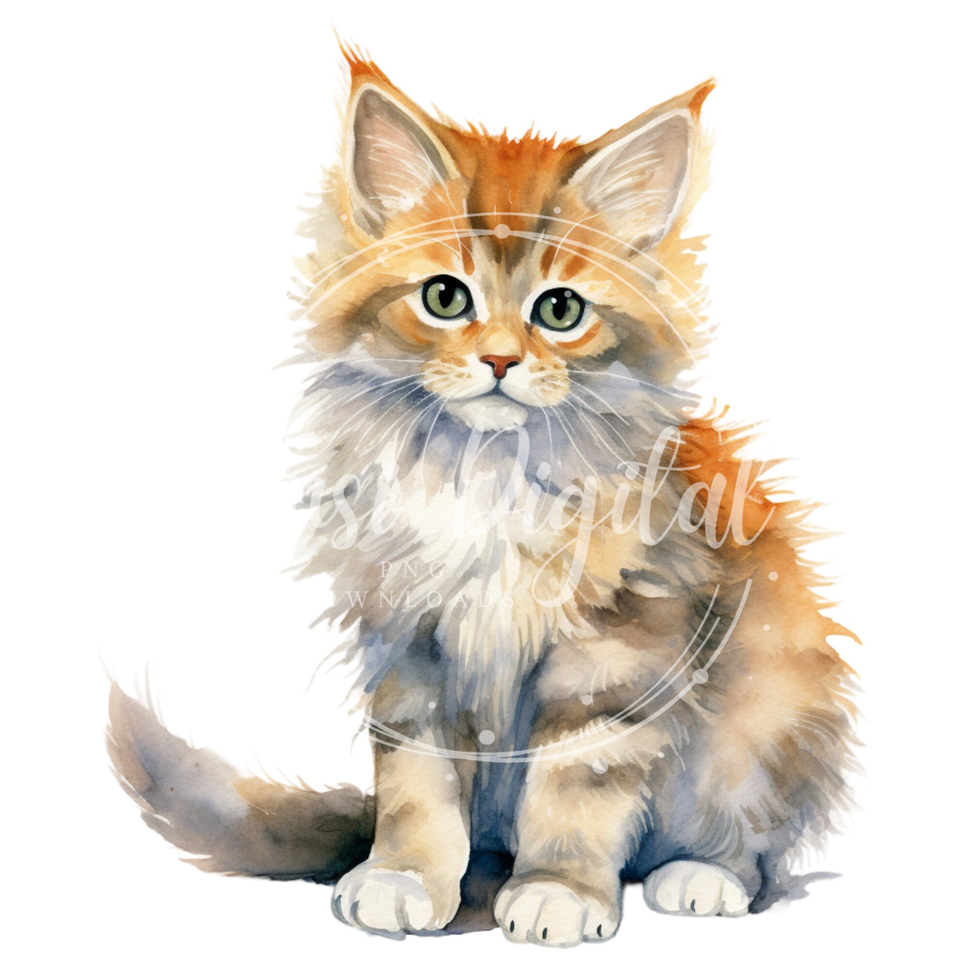 Kitten Clipart High-quality Transparent PNG Watercolor Cat - Etsy