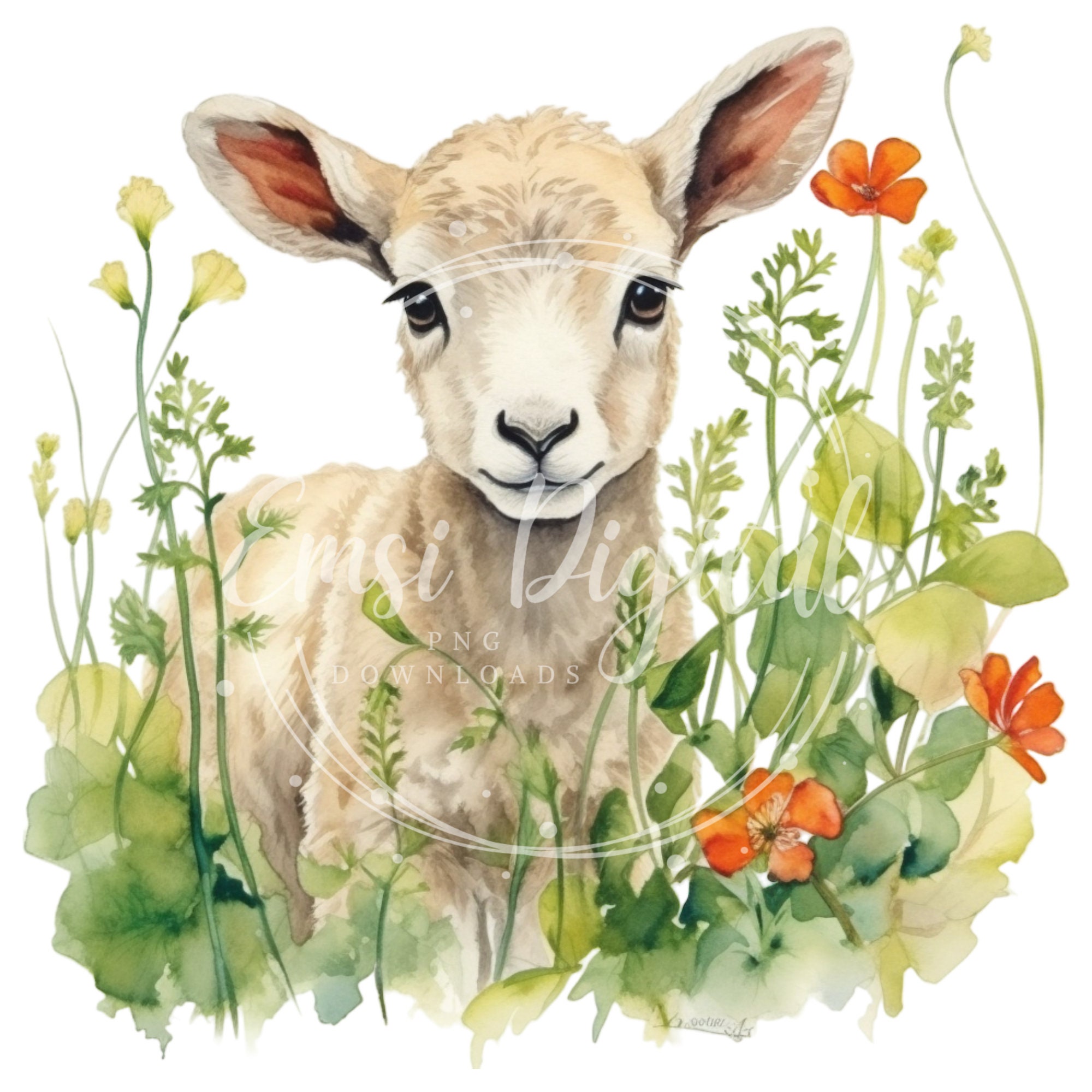 Floral Lamb Clipart High-quality Transparent PNG - Etsy