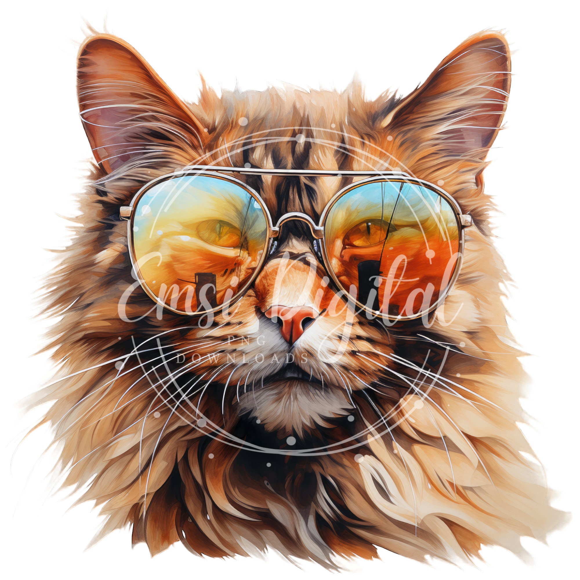 Cool Cats Clipart Transparent PNG High-quality Watercolor - Etsy