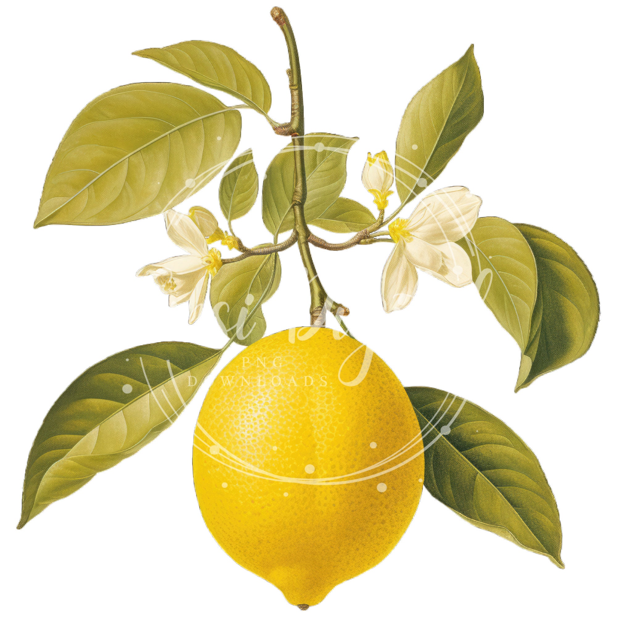 Botanical Lemon Clipart | High-quality Transparent PNG | Watercolor ...
